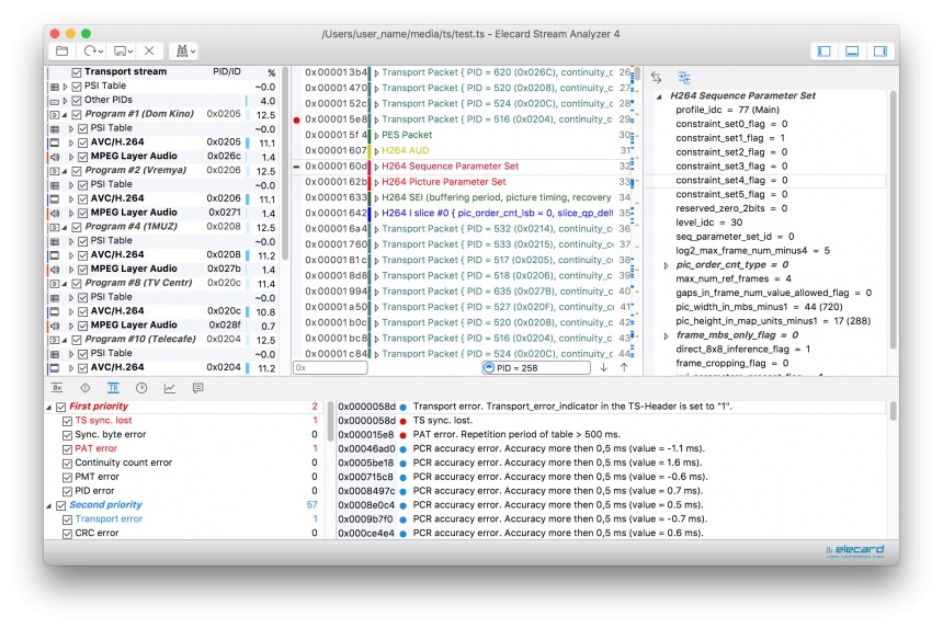 流分析仪-ts分析仪，流验证，ETSI TR 101290 | Elecard: Video Compression Guru