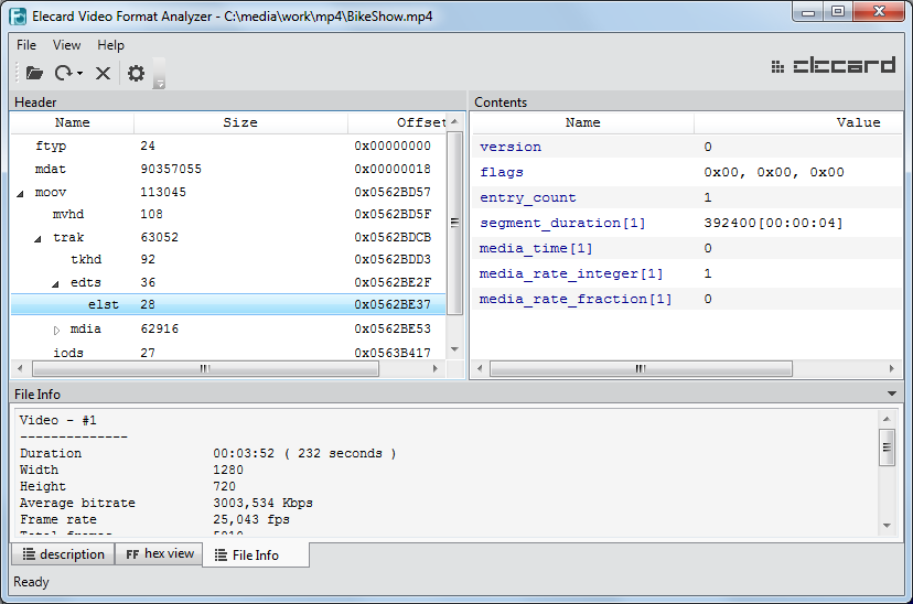 Video Format Analyzer | Elecard: Video Compression Guru
